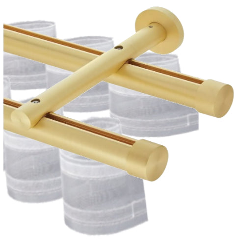 Double Wave Channel Curtain Rod, 28mm Brushed Brass – Curtain Hardware ...
